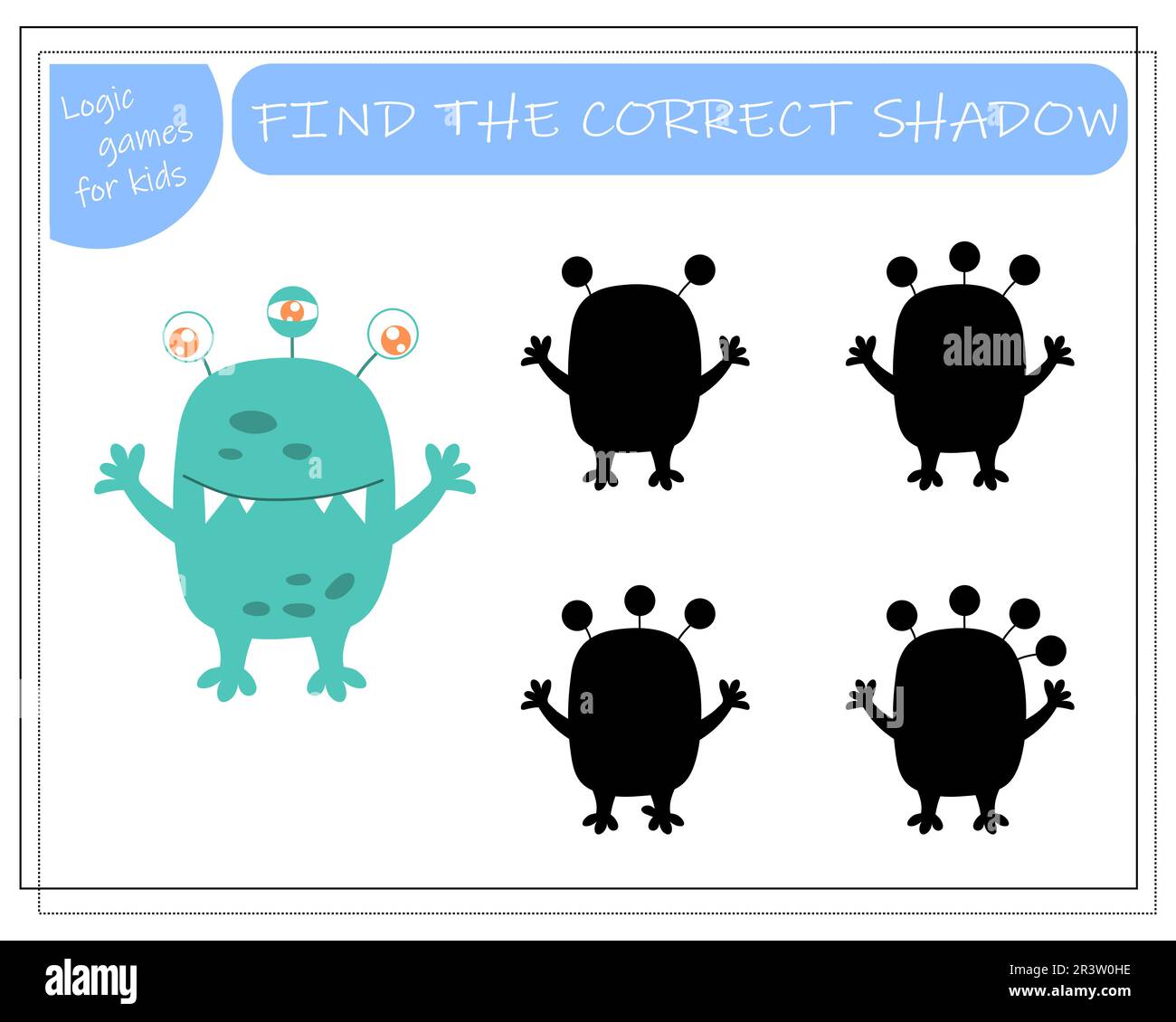 Find the right shadow, an educational game for kids, cartoon monsters ...