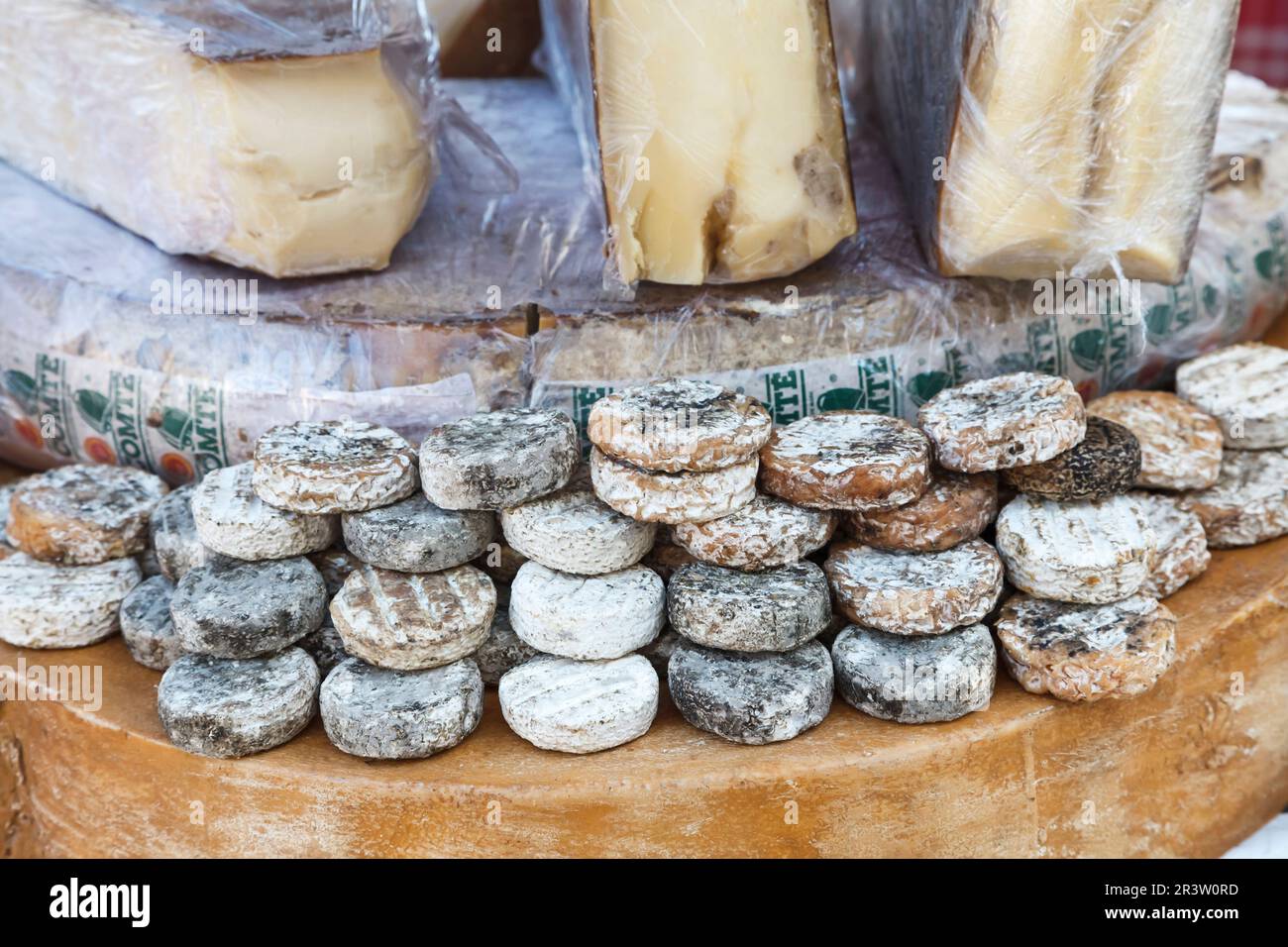 Cheese specialties of Provence, market in Gordes, Luberon, South of ...
