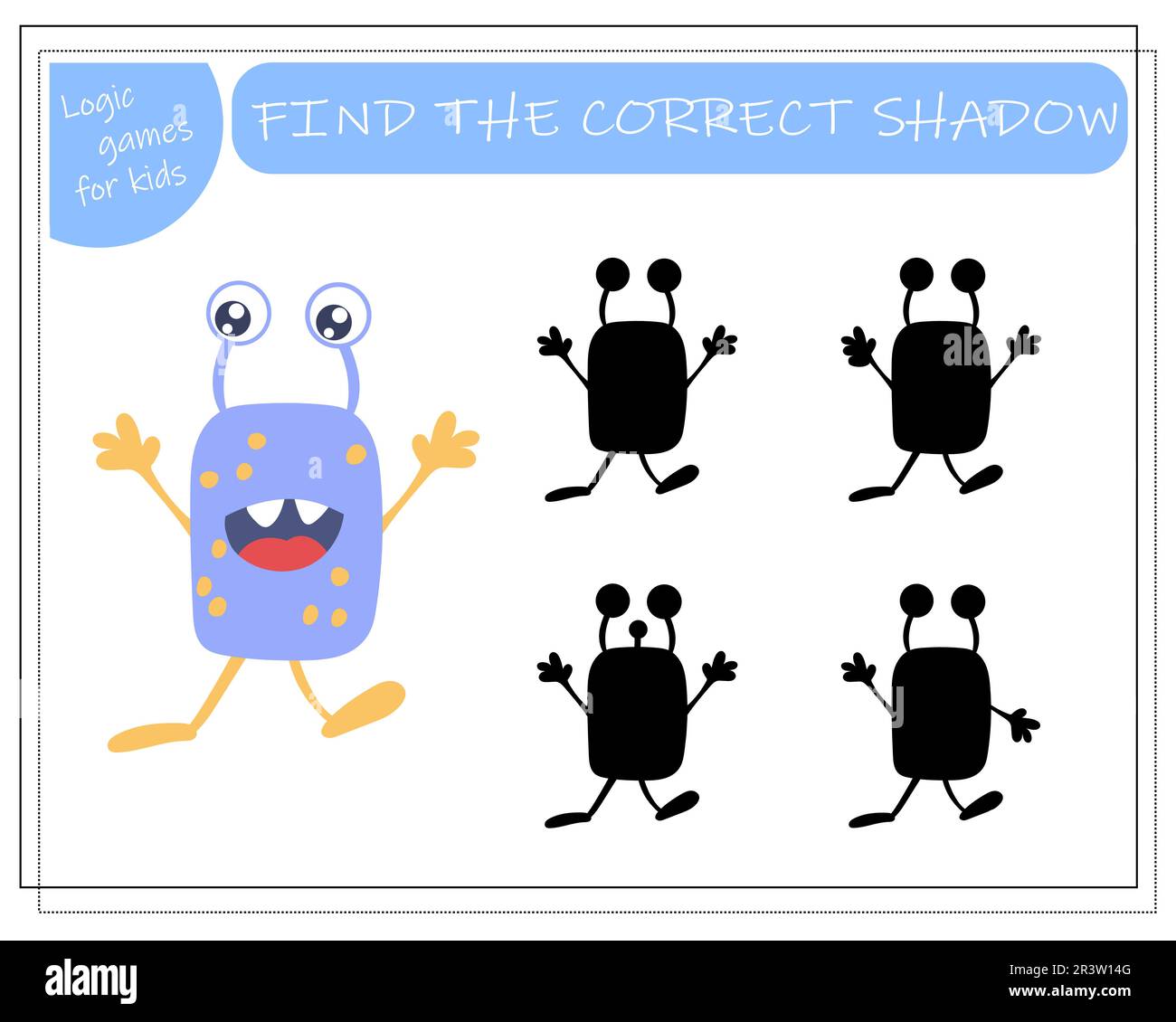 Find the right shadow, an educational game for kids, cartoon monsters ...