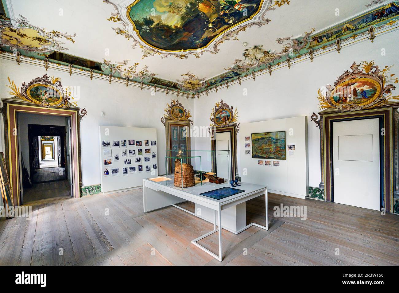 Room with frescoes and beehive, Ottobeuren Monastery, Benedictine Abbey ...