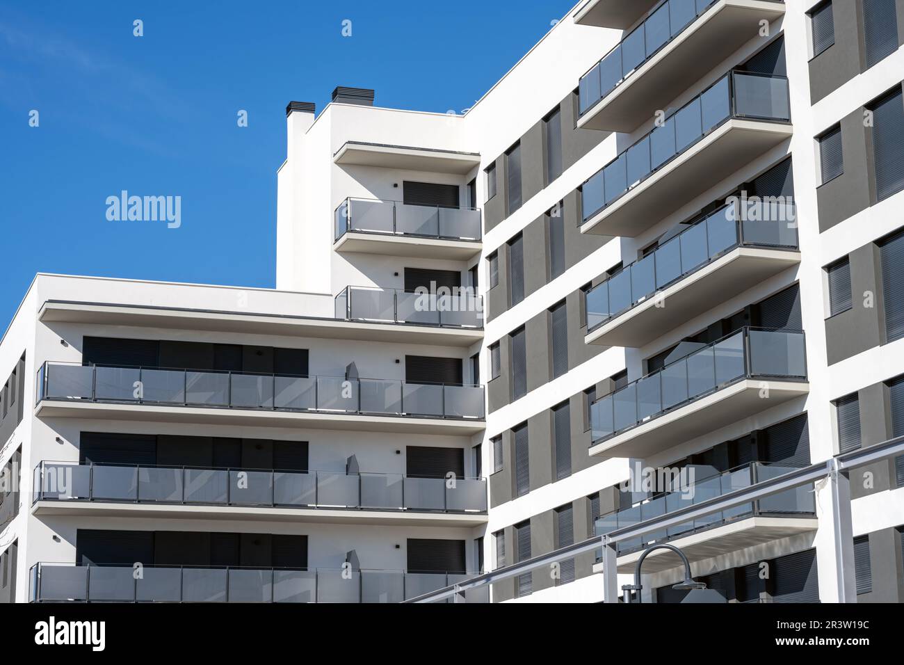 Modern white apartment building seen in Barcelona, Spain Stock Photo ...