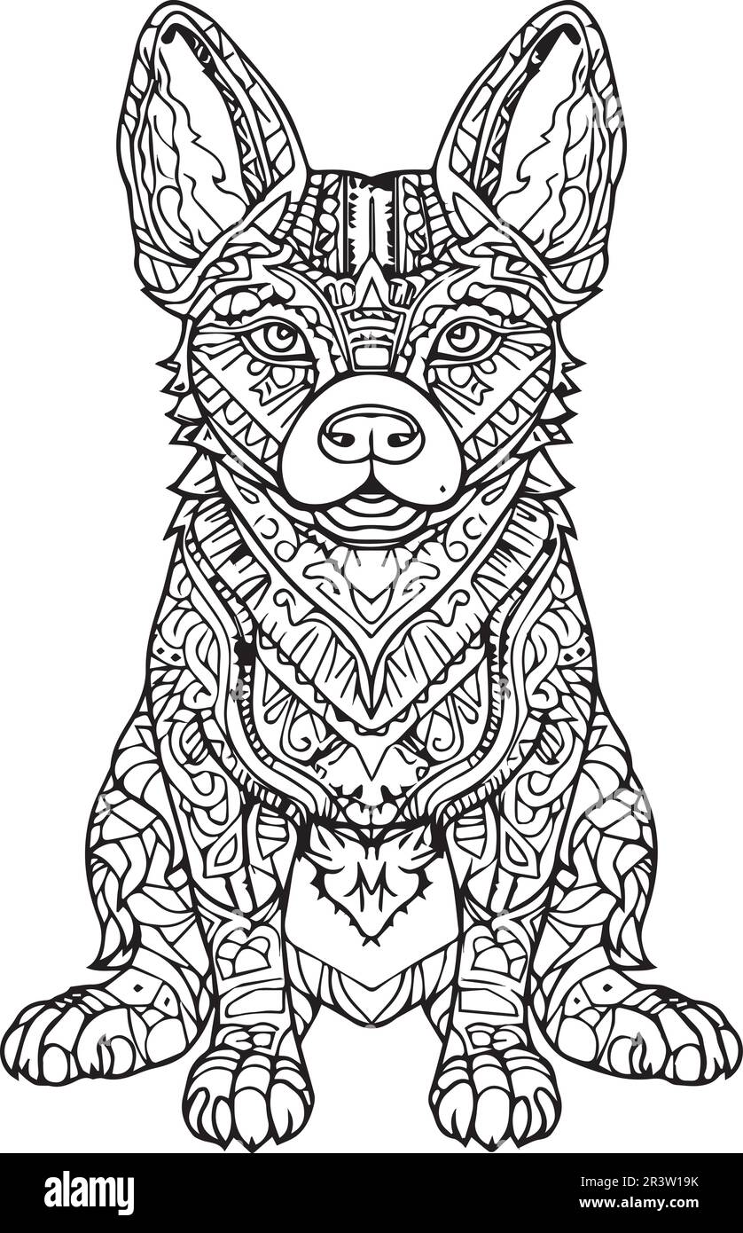 Creative dog line art coloring page for adults Stock Vector Image & Art ...
