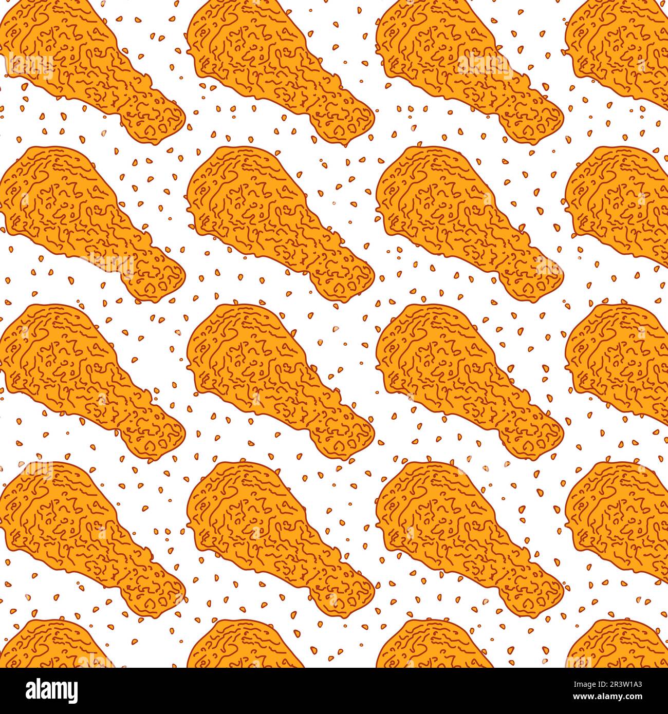 Chicken Fried Crispy Seamless Pattern. Fast food menu design elements ...