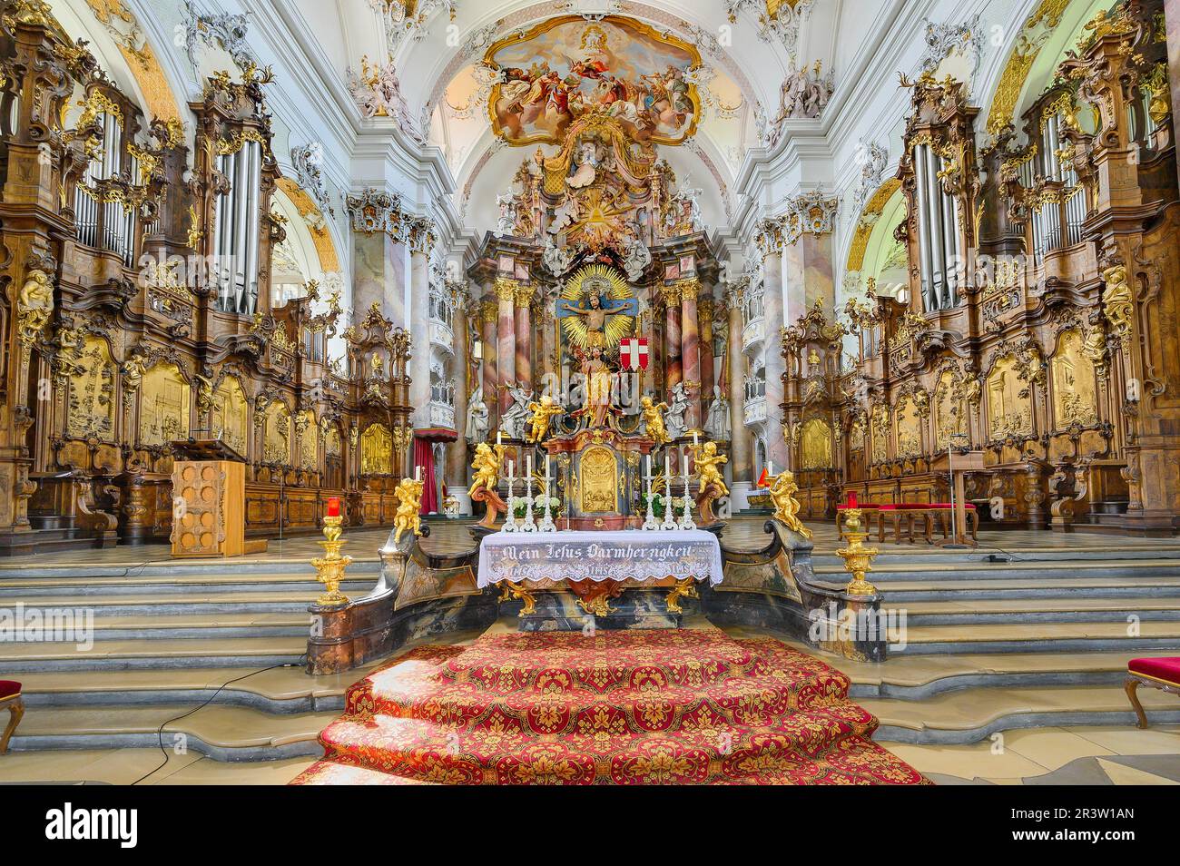 Main altar with side organs and choir stalls, Ottobeuren Monastery ...