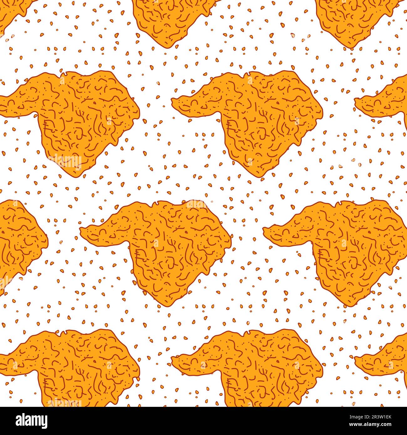 Chicken Fried Crispy Seamless Pattern. Fast food menu design elements ...