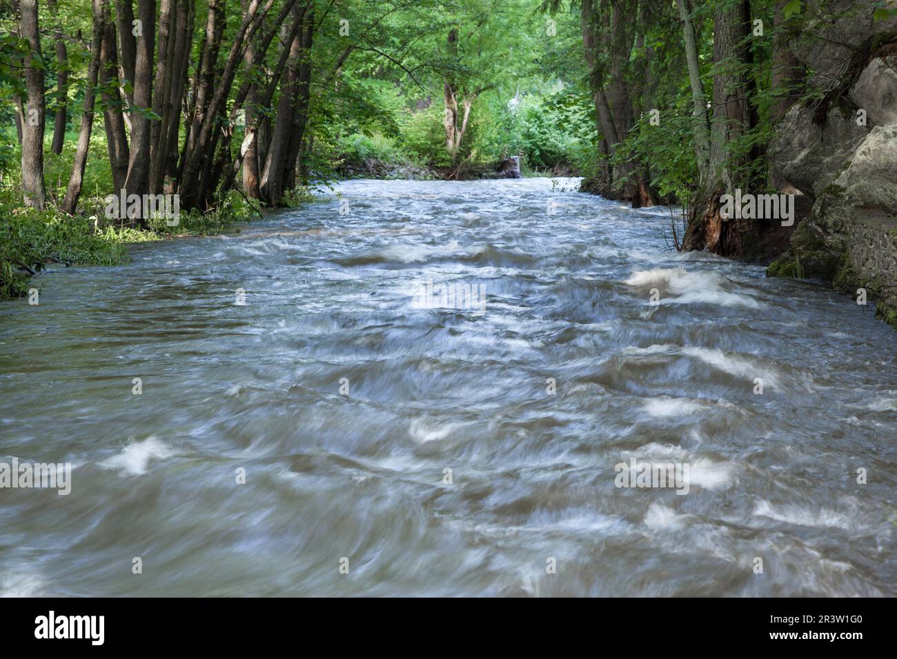 Selke with the long-distance hiking trail Selketal-Stieg Stock Photo ...