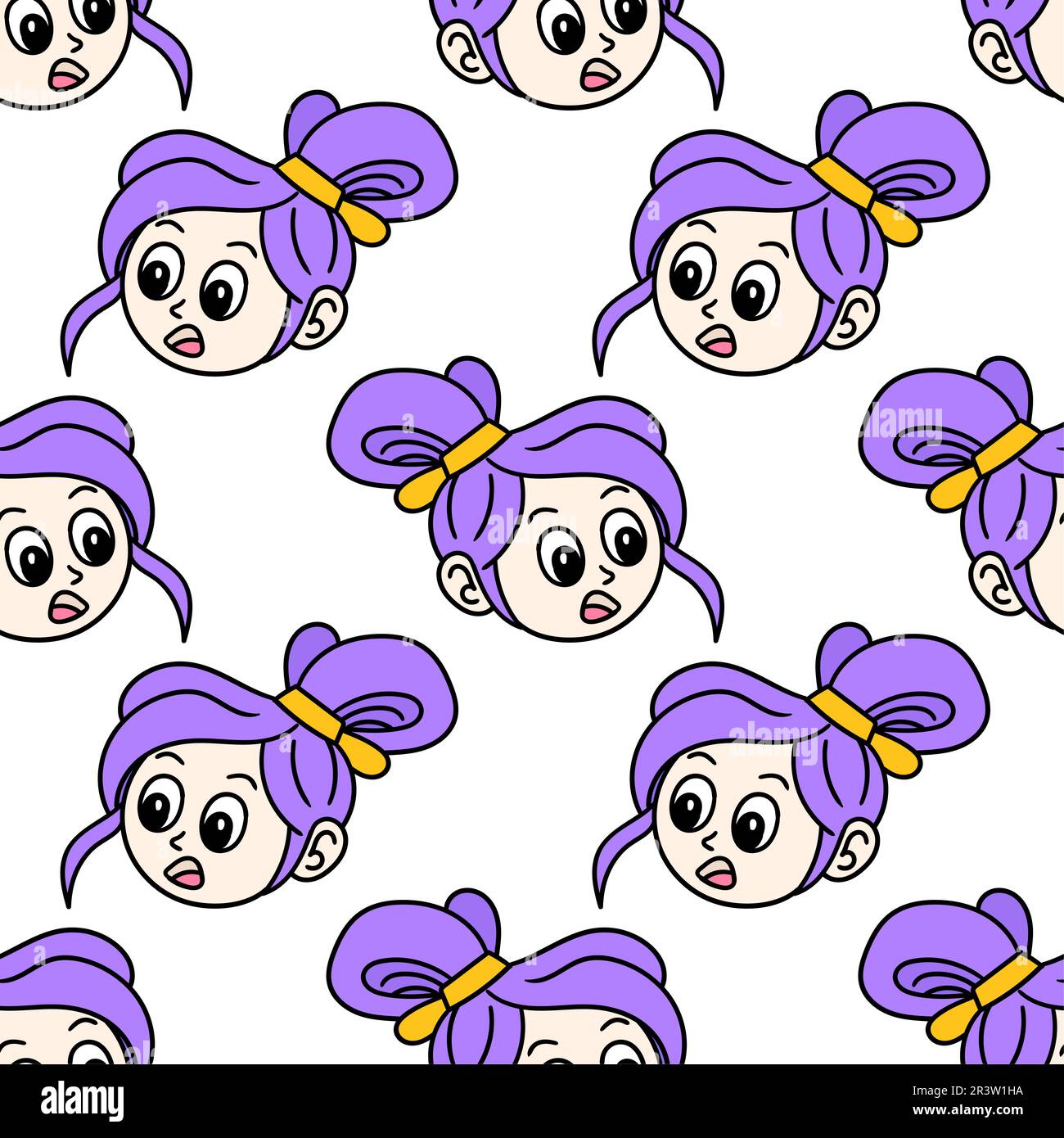 Beautiful girl smiling seamless pattern textile print. repeat pattern ...