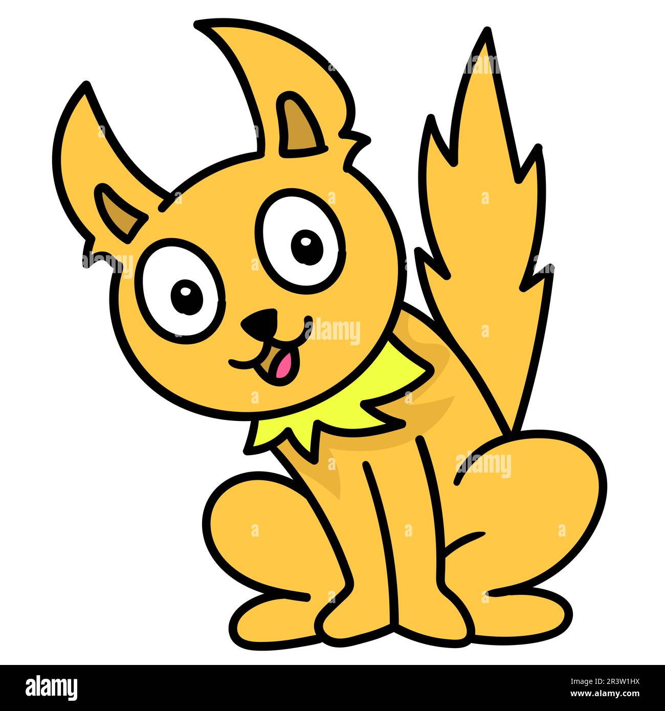 Cute yellow squirrel laughing happily, doodle icon image kawaii Stock ...