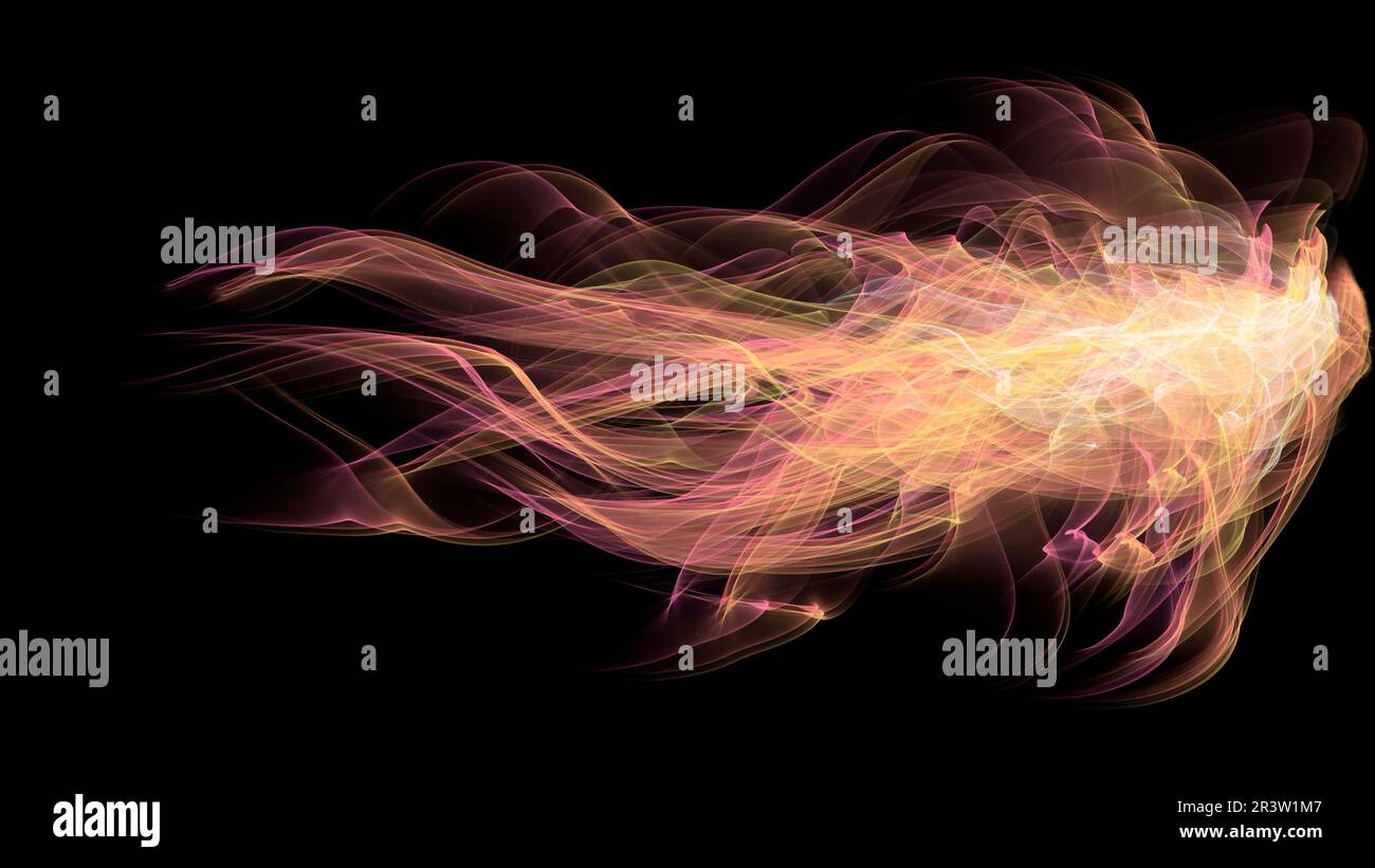 graphic illustration on a black background of gradient orange luminous ...