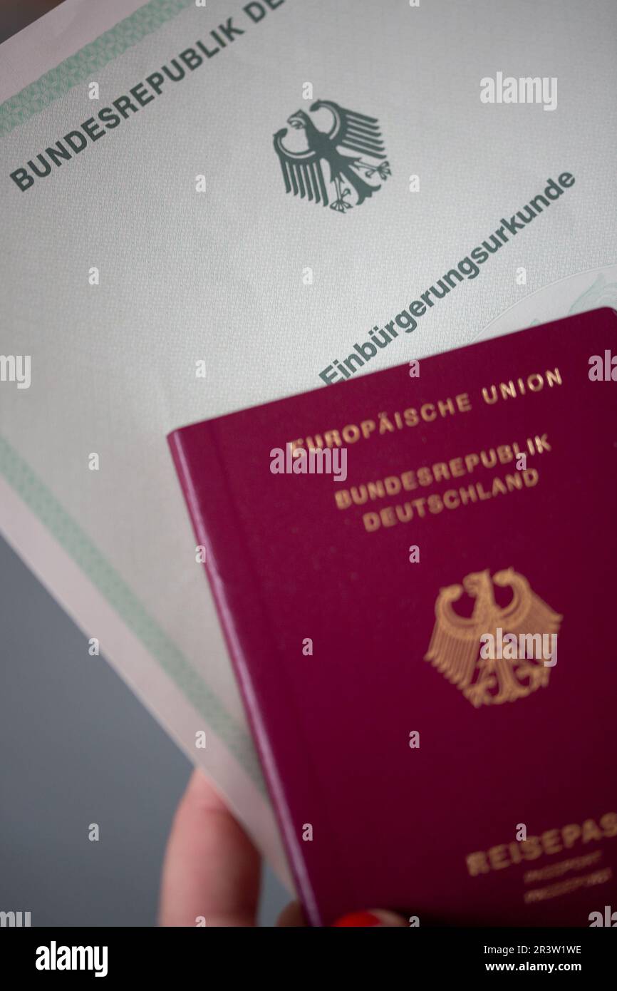 Berlin, Germany. 22nd May, 2023. A person holds a certificate of ...