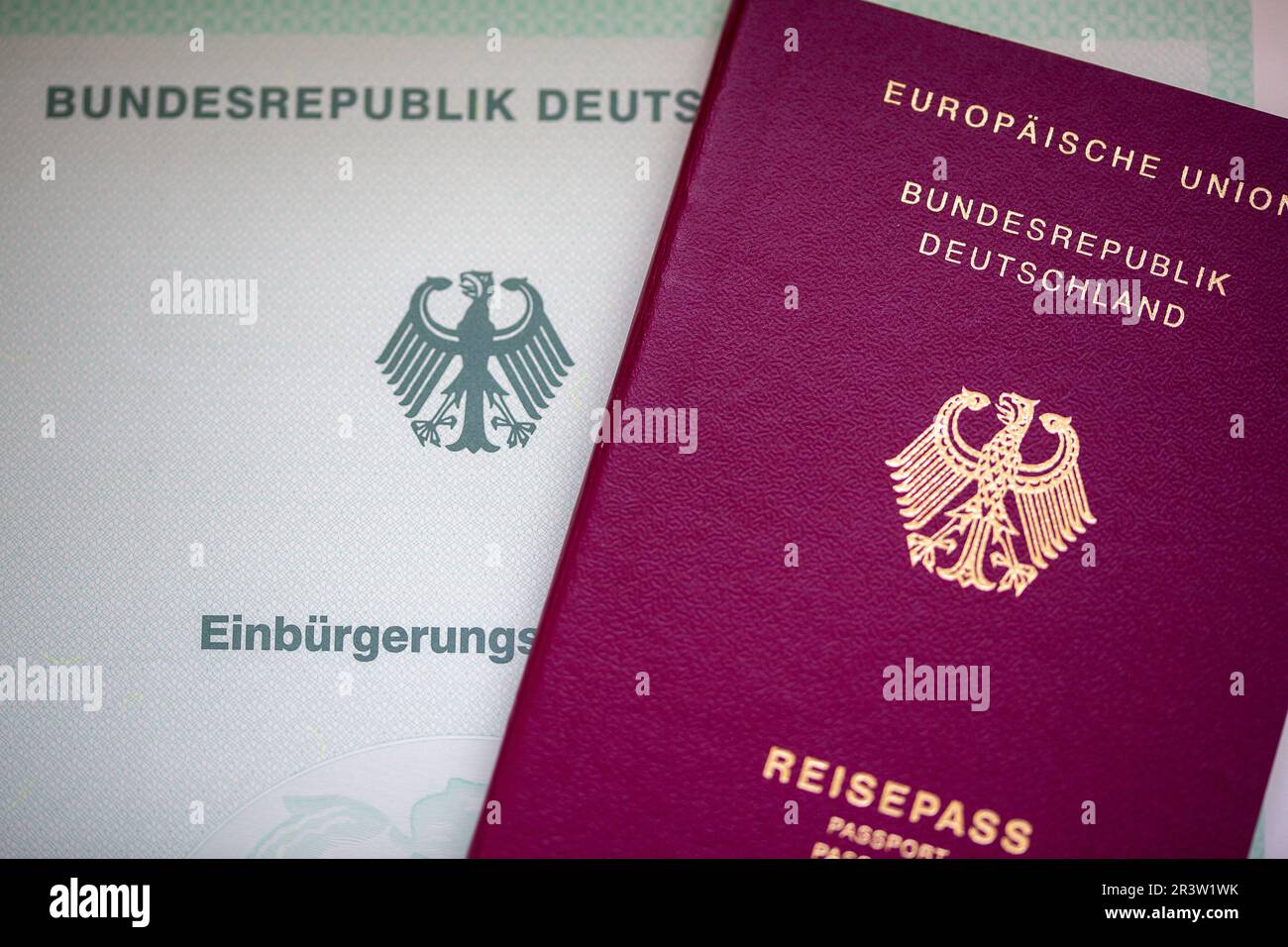 Berlin, Germany. 22nd May, 2023. A certificate of naturalization from ...