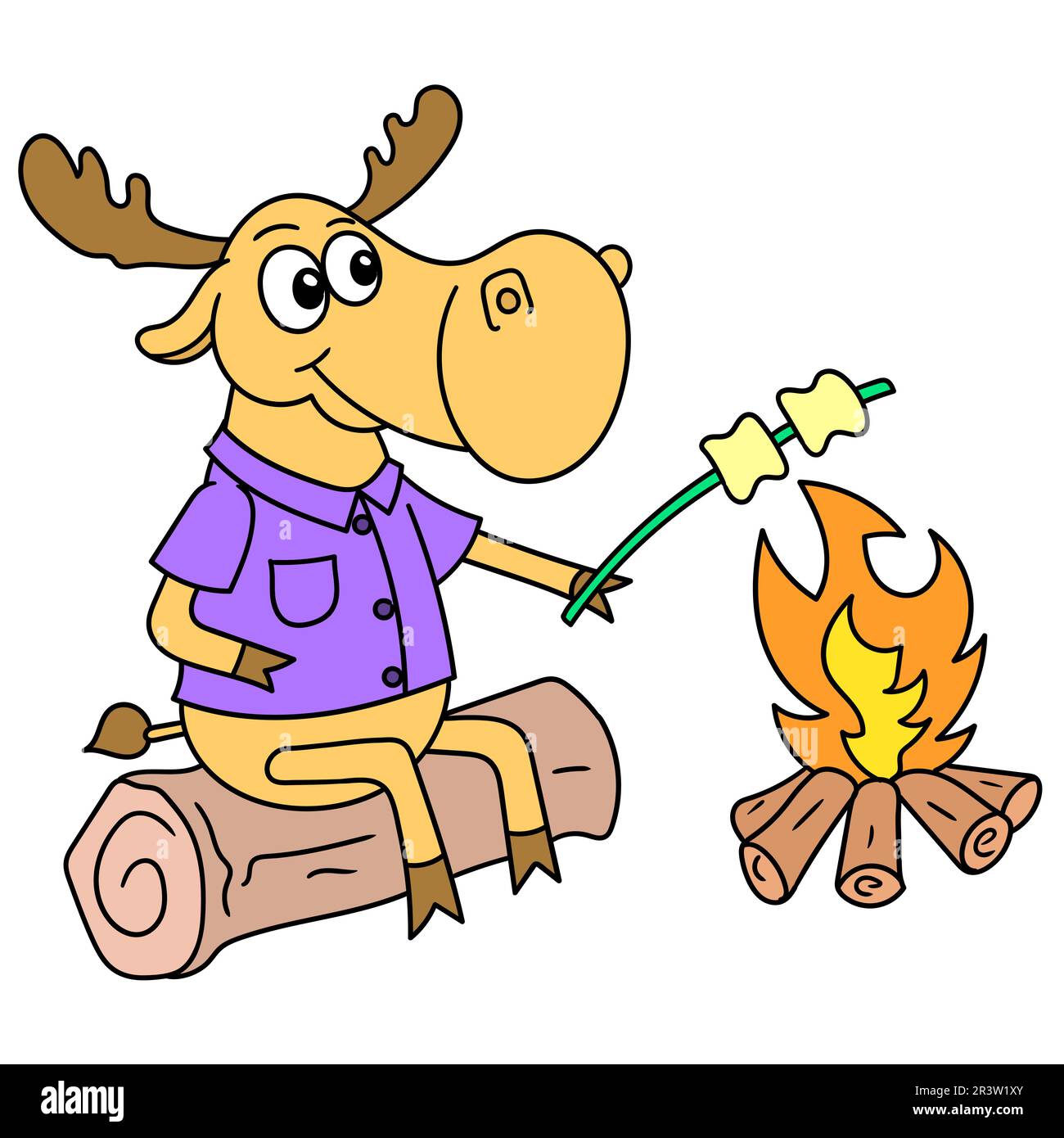 Moose Cartoon Campfire