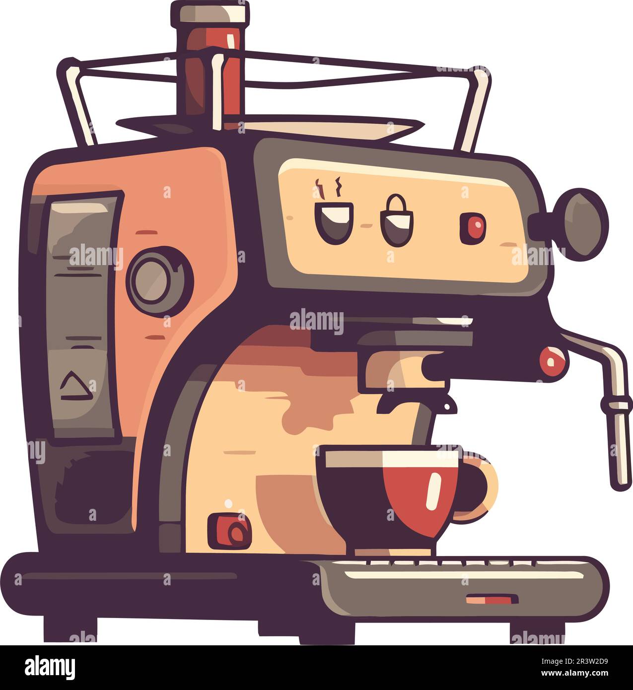 Old fashioned coffee maker, isolated on metal backdrop Stock Vector ...