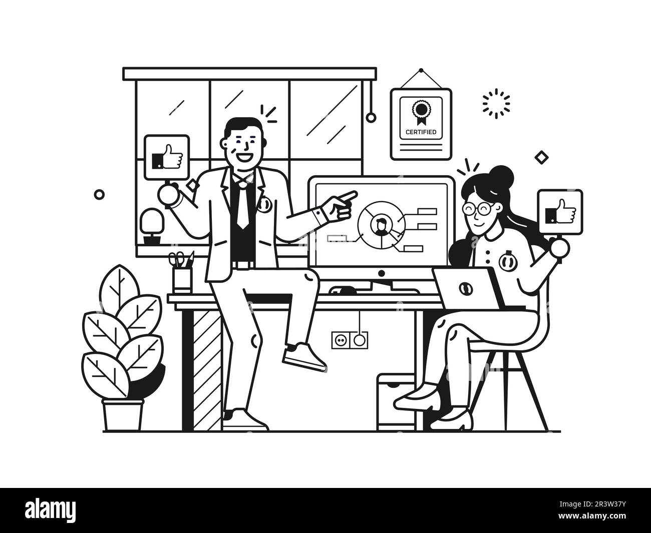 Company Congratulates Employee with Excellent Work Results Stock Vector ...