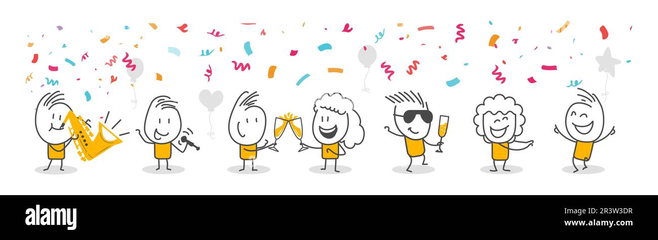 Stick figures. celebration, party, cocktail. Isolated on white ...