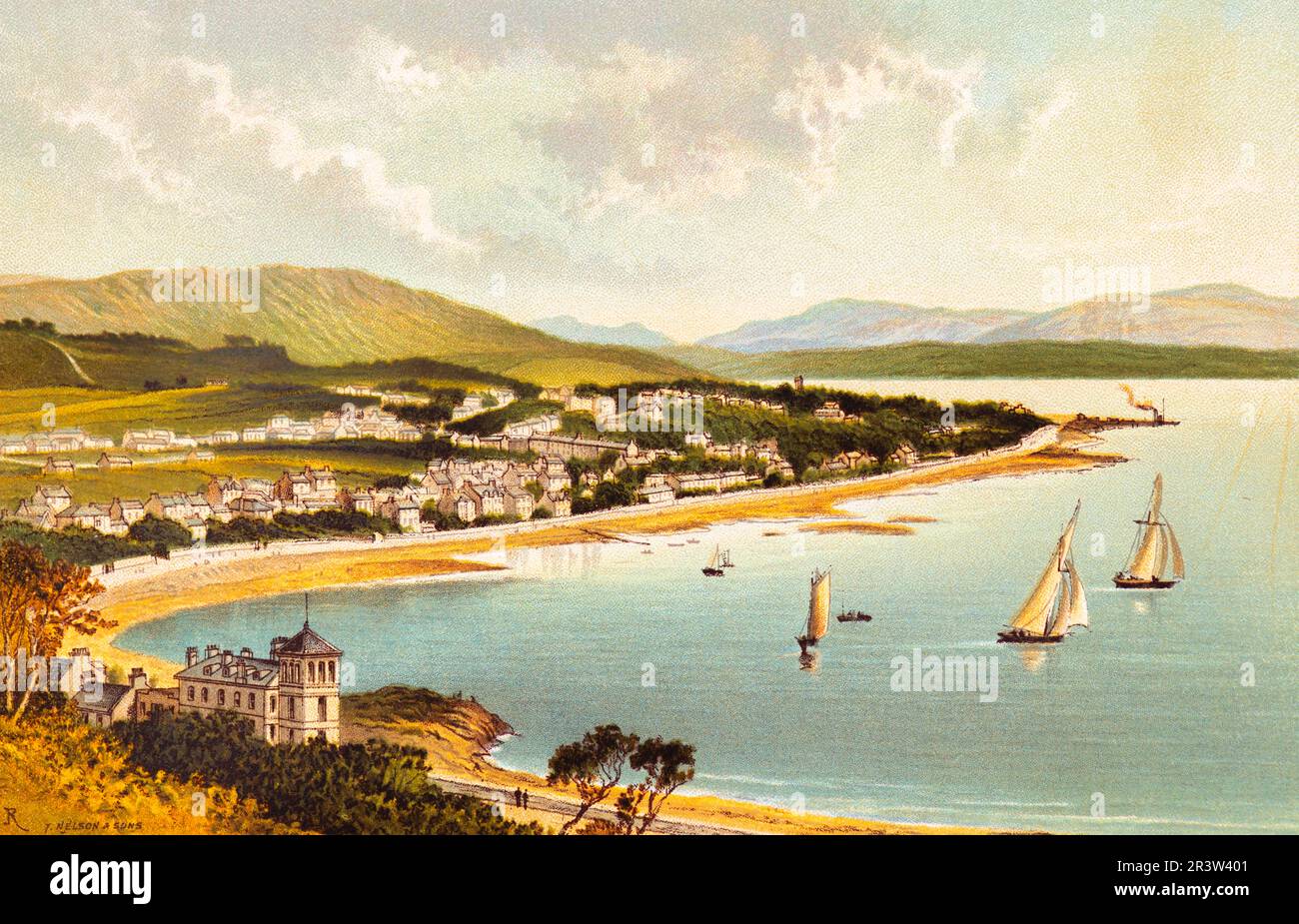 Small town Dunoon at the Clyde, district Argyll and Bute, inlet, firth ...