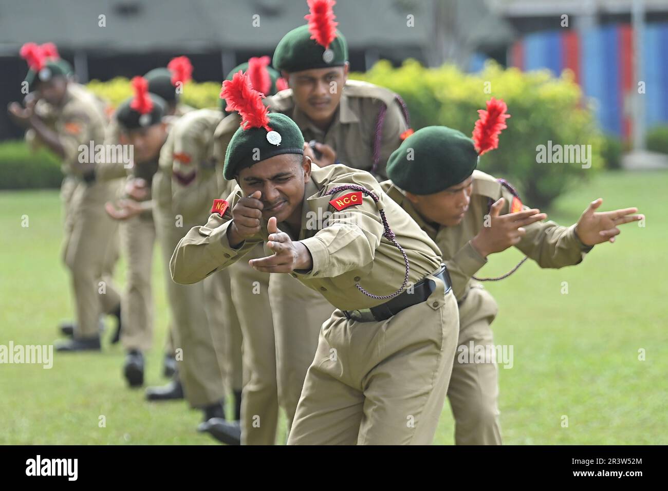 NCC cadets perform at a parade during the combined annual training camp ...