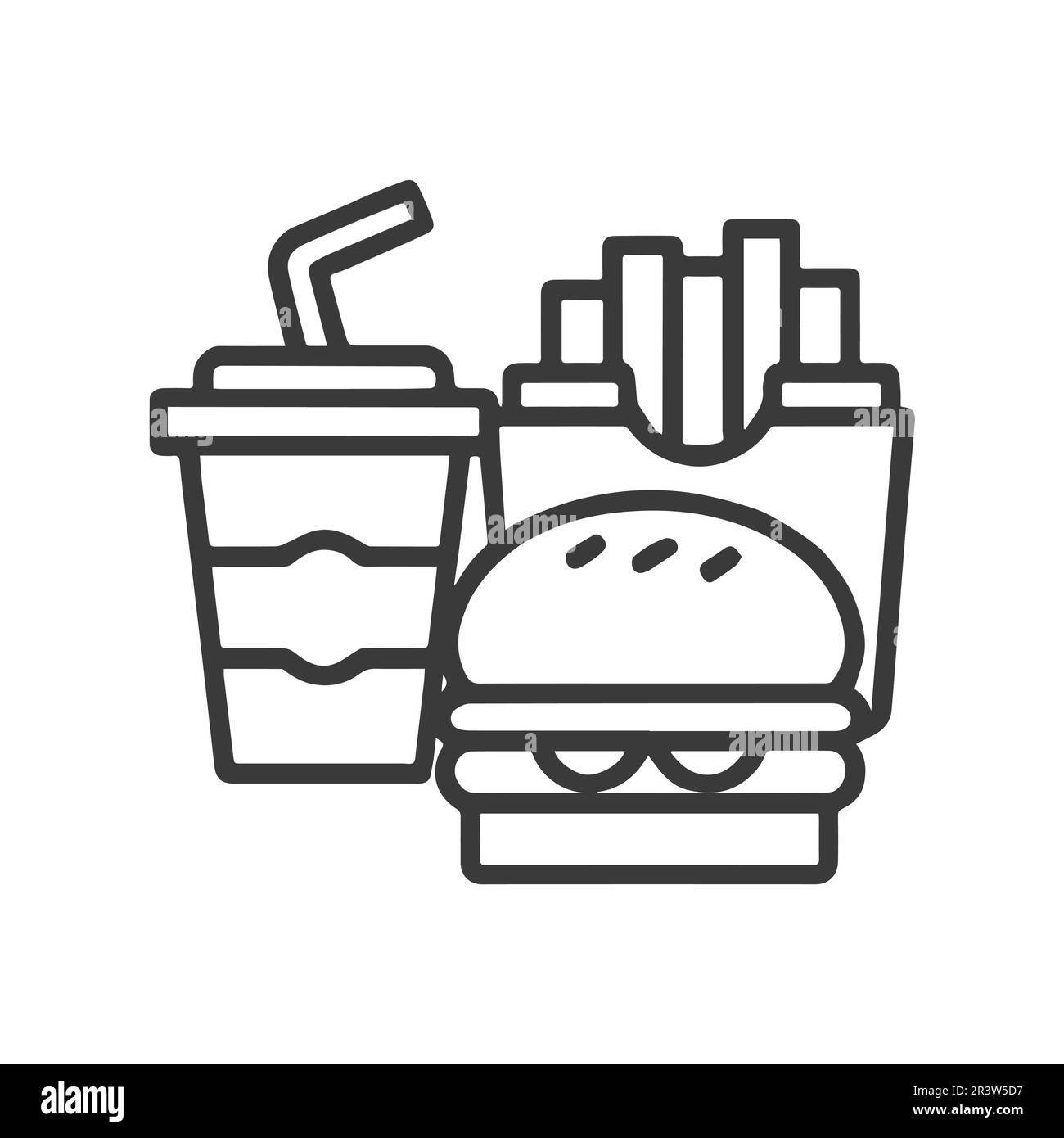 Fast food icon. Hamburger, french fries and soft drink glass, Symbols ...
