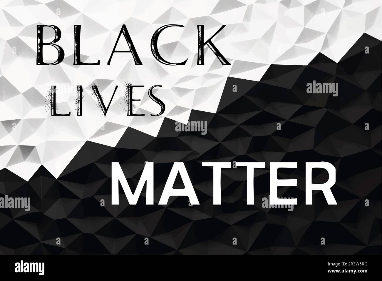 BLACK LIVES MATTER text on a black and white background. Concept of ...