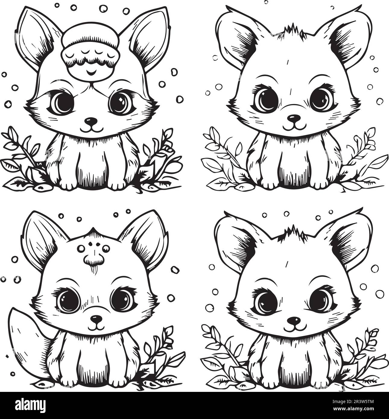 A Set Of Silhouette Cute Cat Vector Illustrations Stock Vector Image