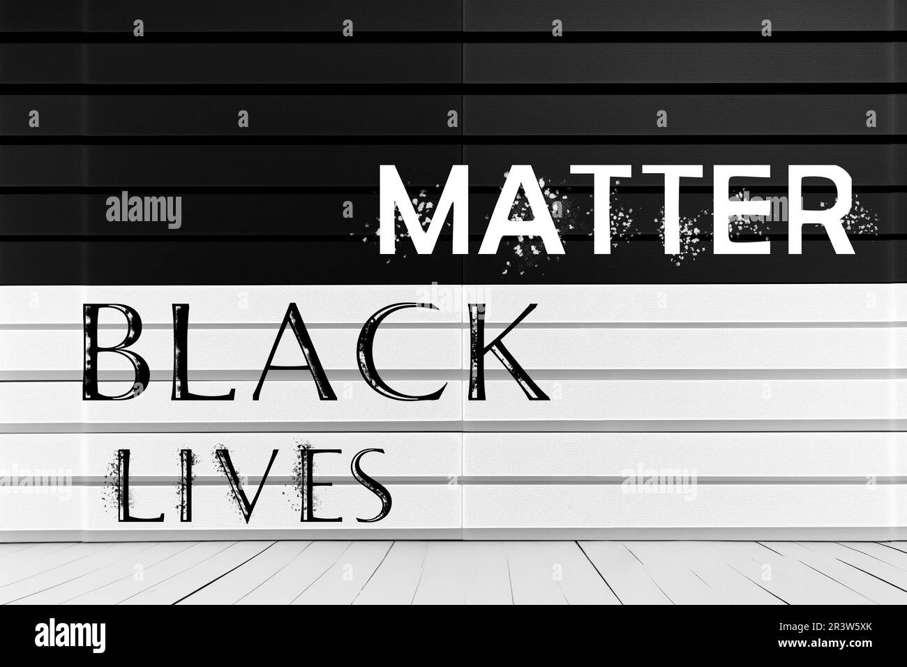 BLACK LIVES MATTER text on a black and white background. Concept of ...