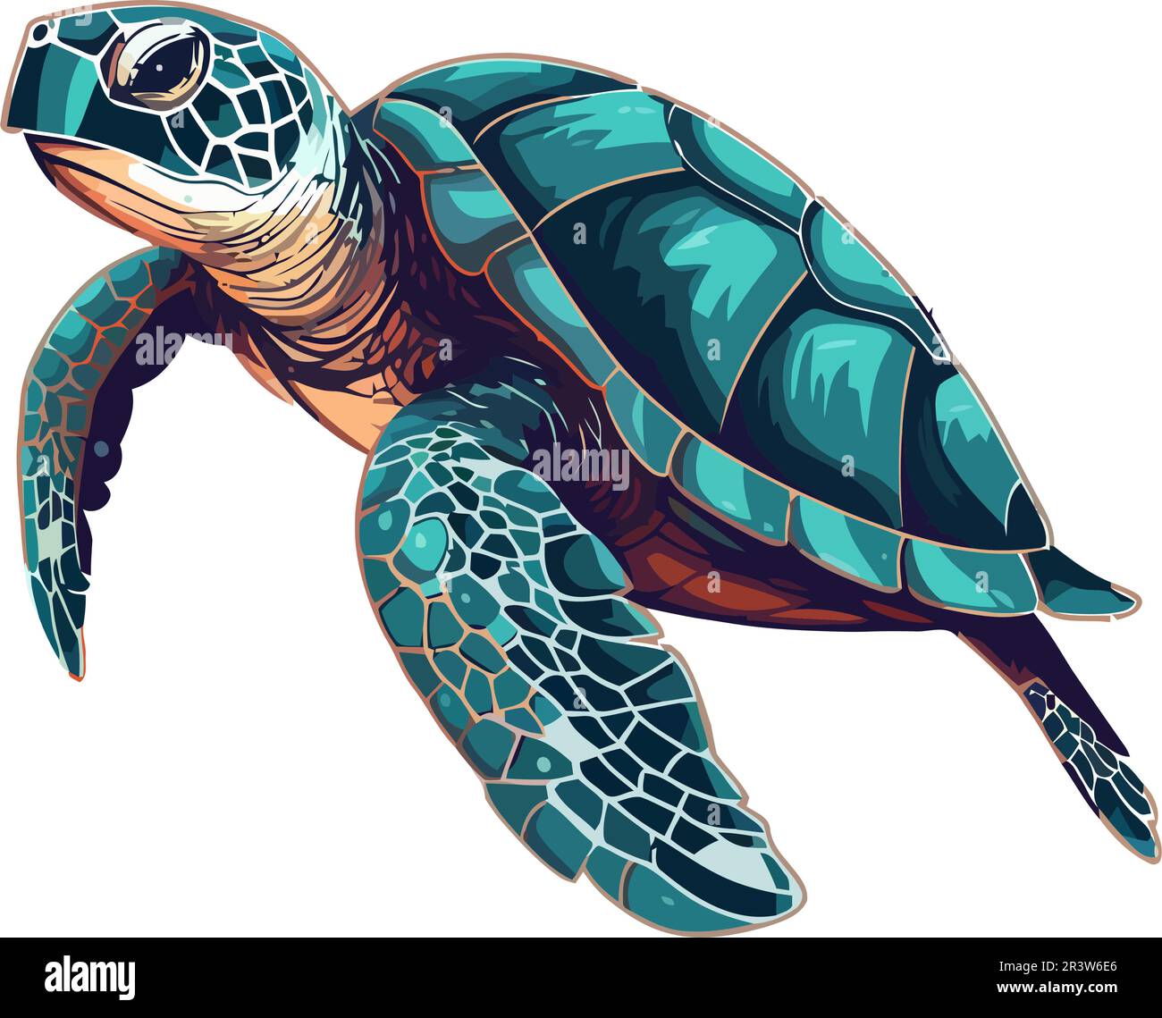 Slow turtle crawls underwater in tropical reef Stock Vector Image & Art ...