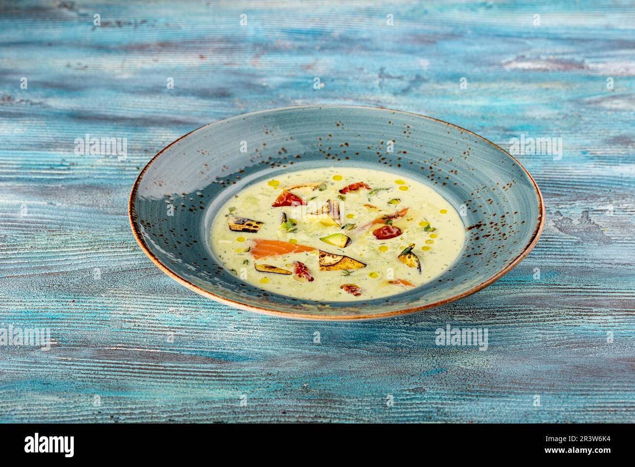 Salmon soup. Creamy hearty salmon fish soup. Clean eating, healthy and ...