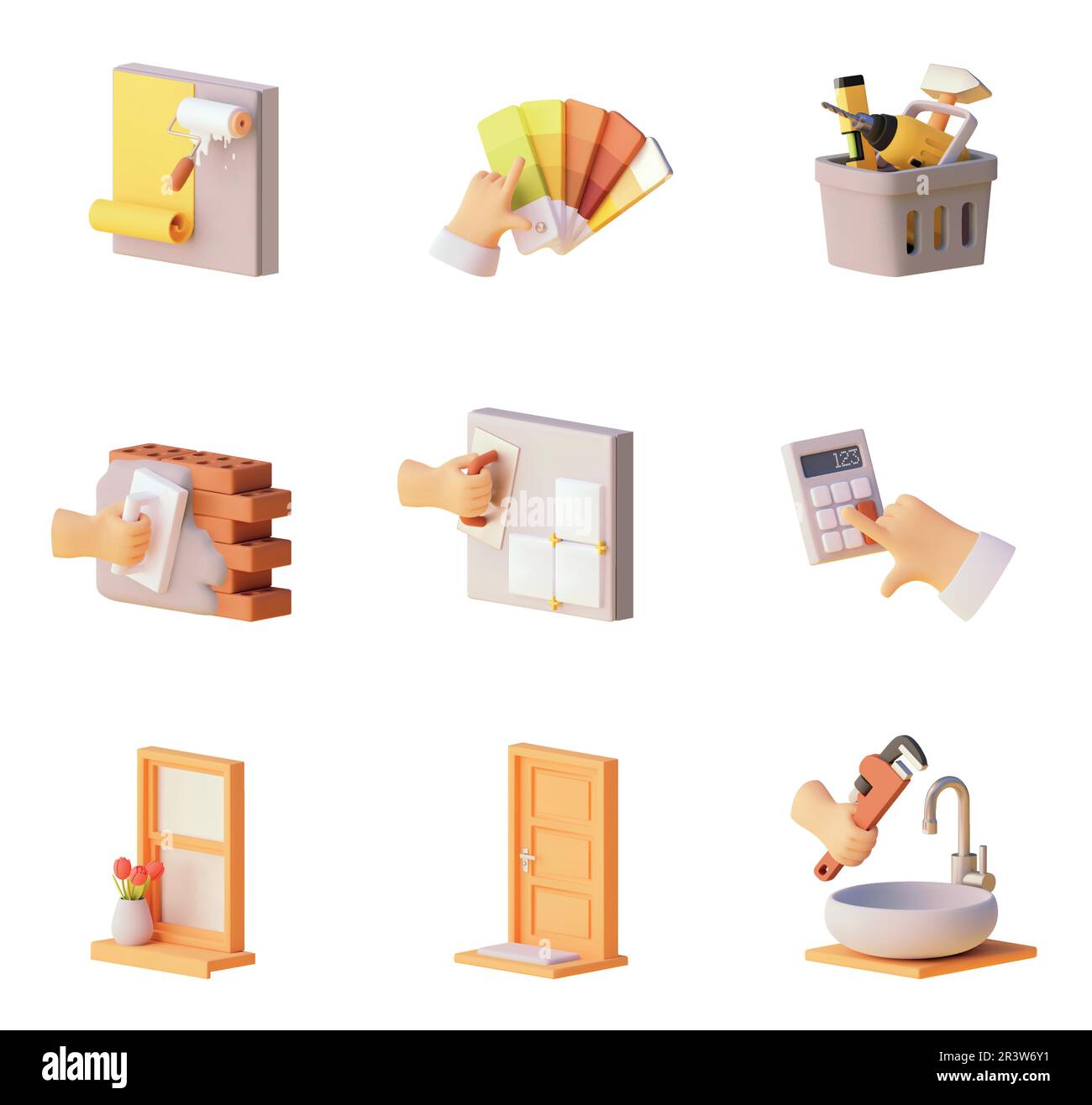 Vector construction and home renovation icons set. House building ...