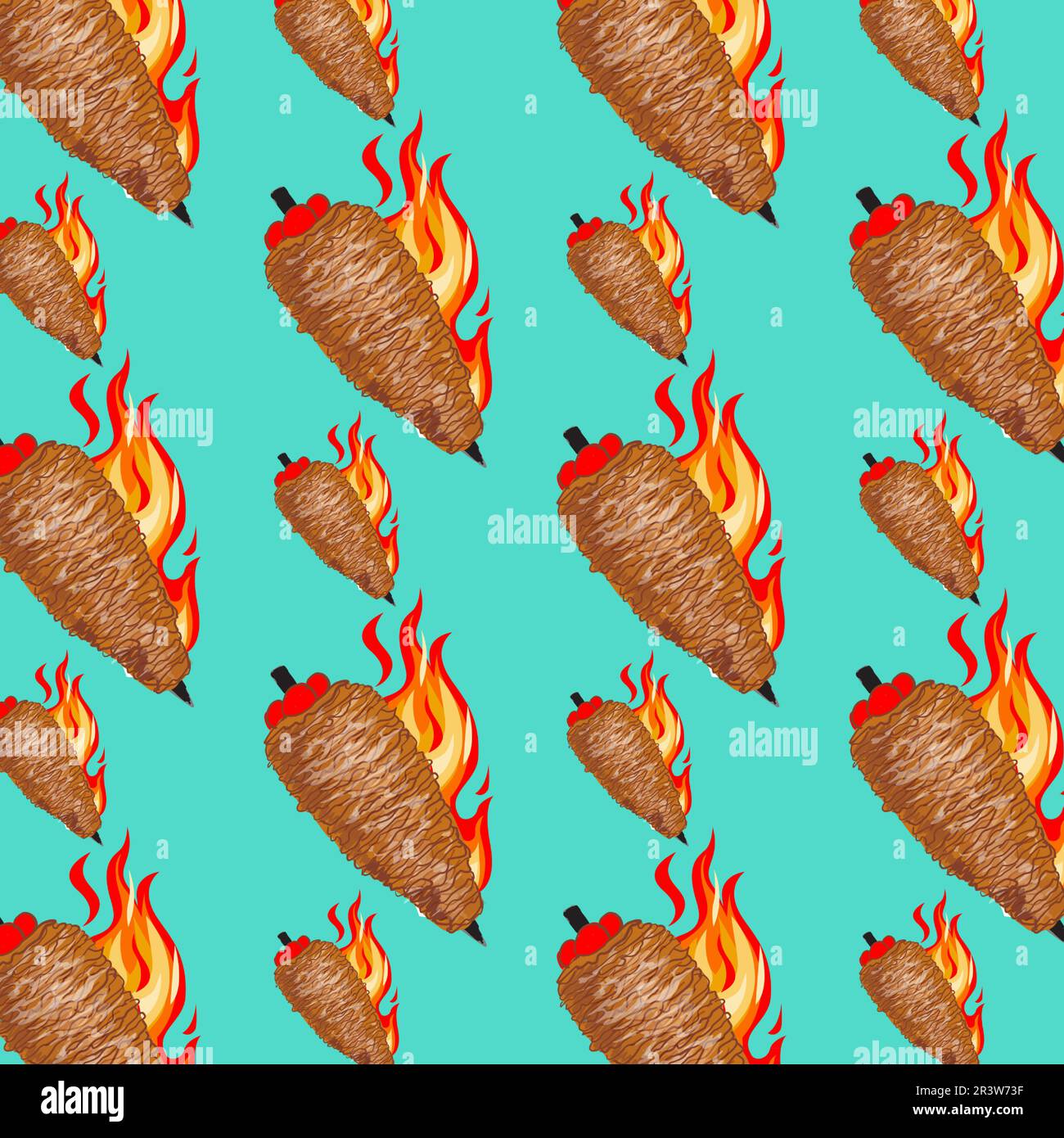 Shawarma Kebab pattern fast food. Seamless pattern. Concept of doner ...