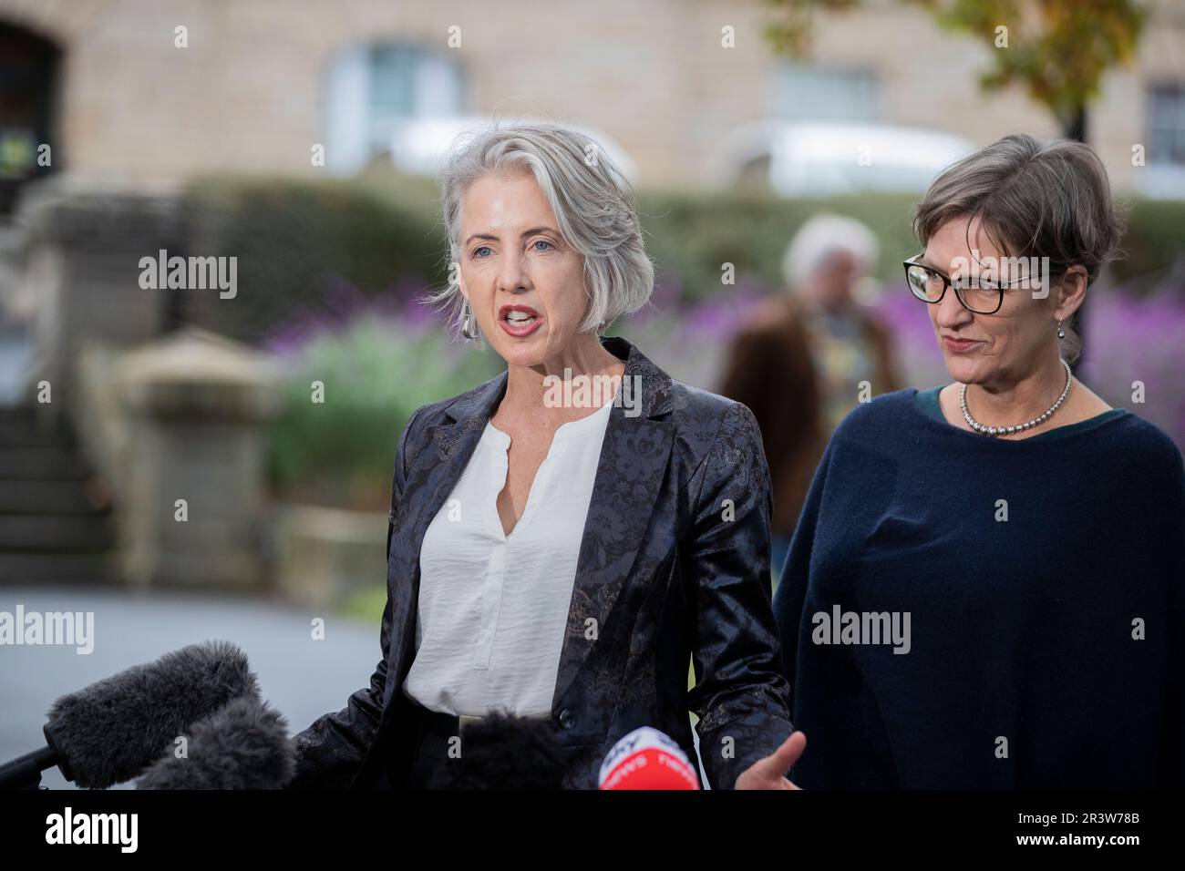 Greens Tasmanian MHA Rosalie Woodruff and Cassy O'Connor react to the ...