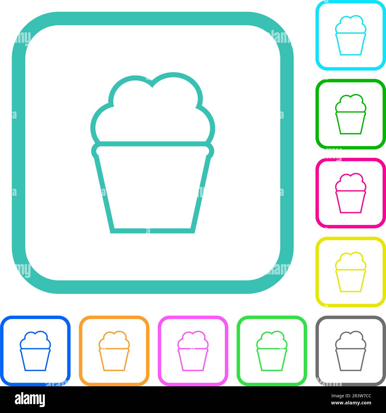 Shake with cream outline vivid colored flat icons in curved borders on ...