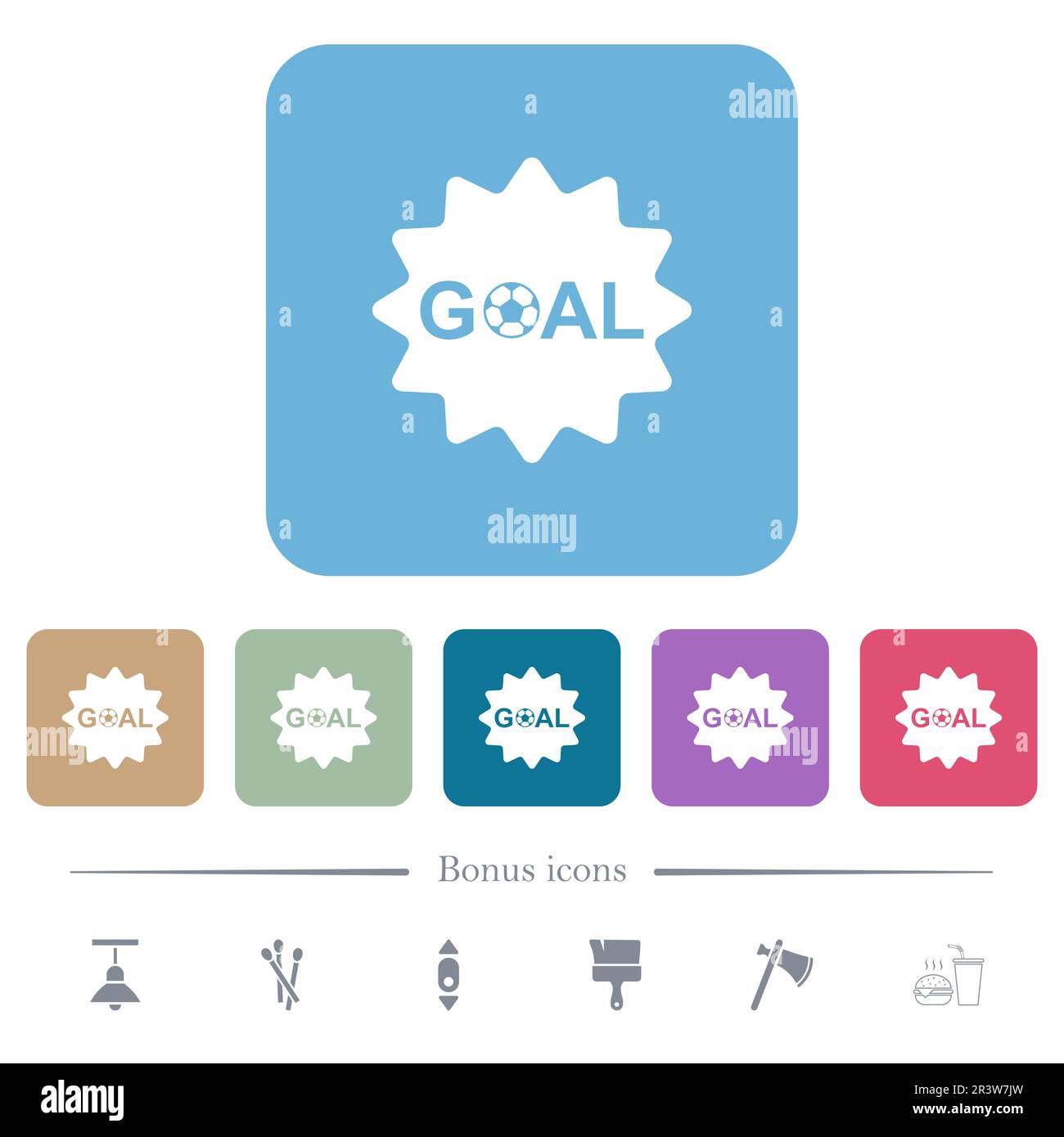 Goal sticker with rounded edges solid white flat icons on color rounded ...