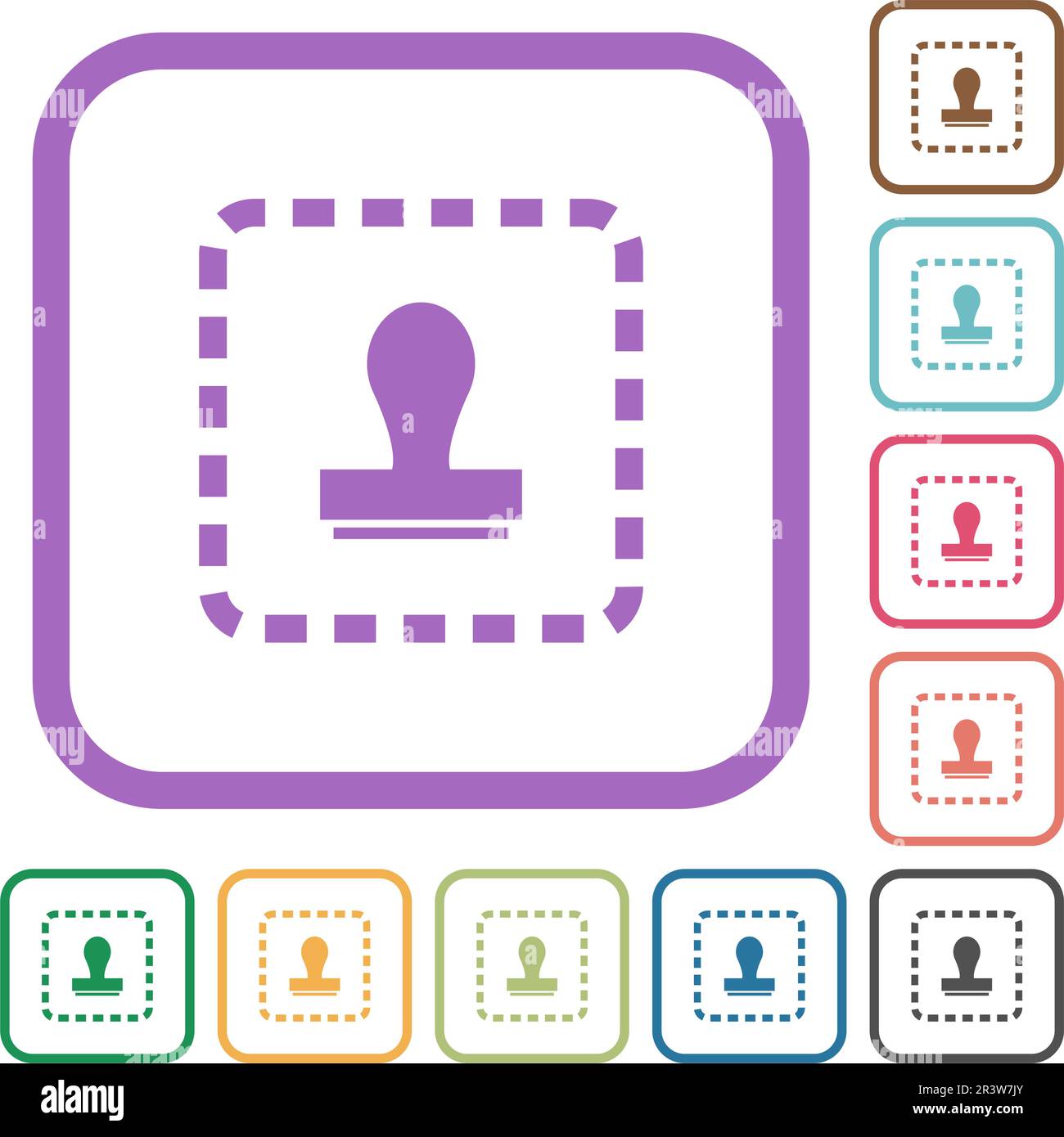 Place watermark simple icons in color rounded square frames on white background Stock Vector ...