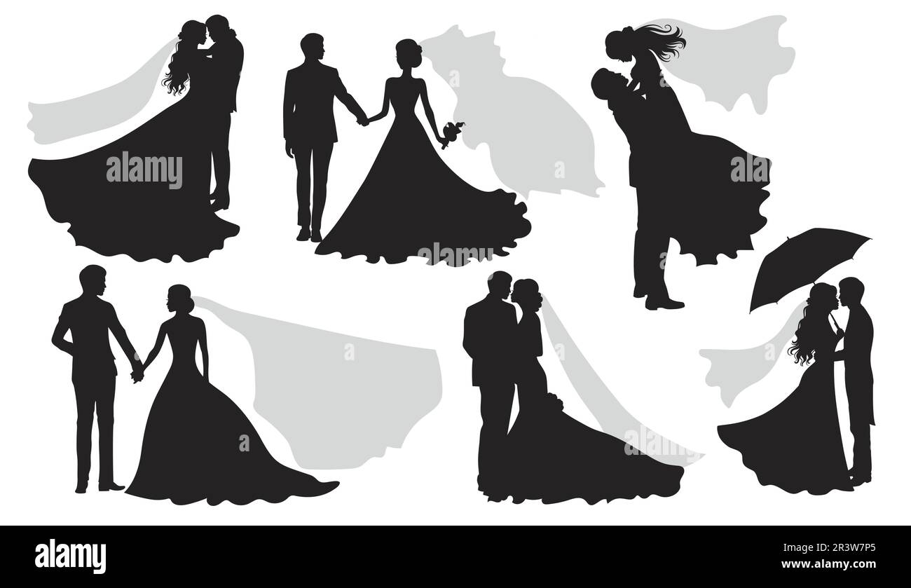 Bride And Groom Vector Silhouette