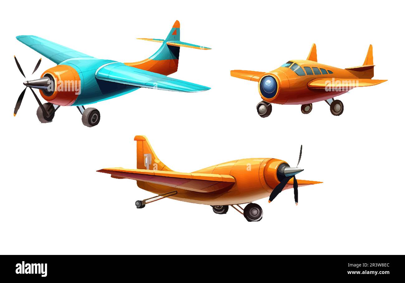 ui set vector illustration of cute jet plane for farmer isolated on ...