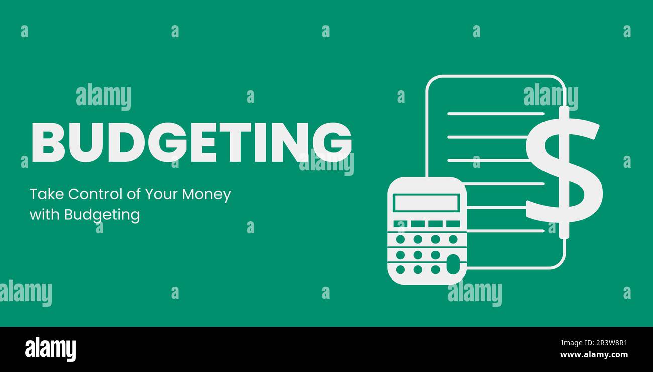 Budgeting Banner on Green Background. Stylish Banner with White Text ...