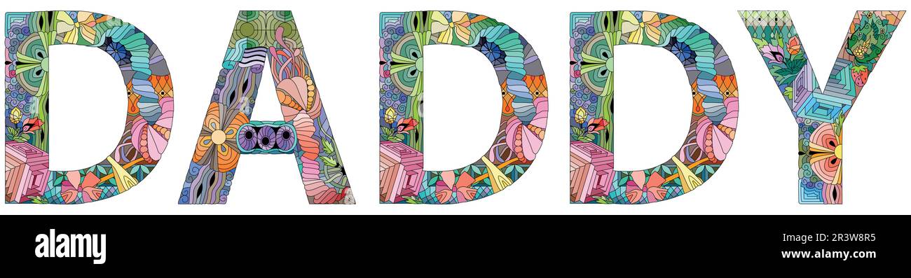 Hand-painted art design. Hand drawn illustration word DADDY for t-shirt ...
