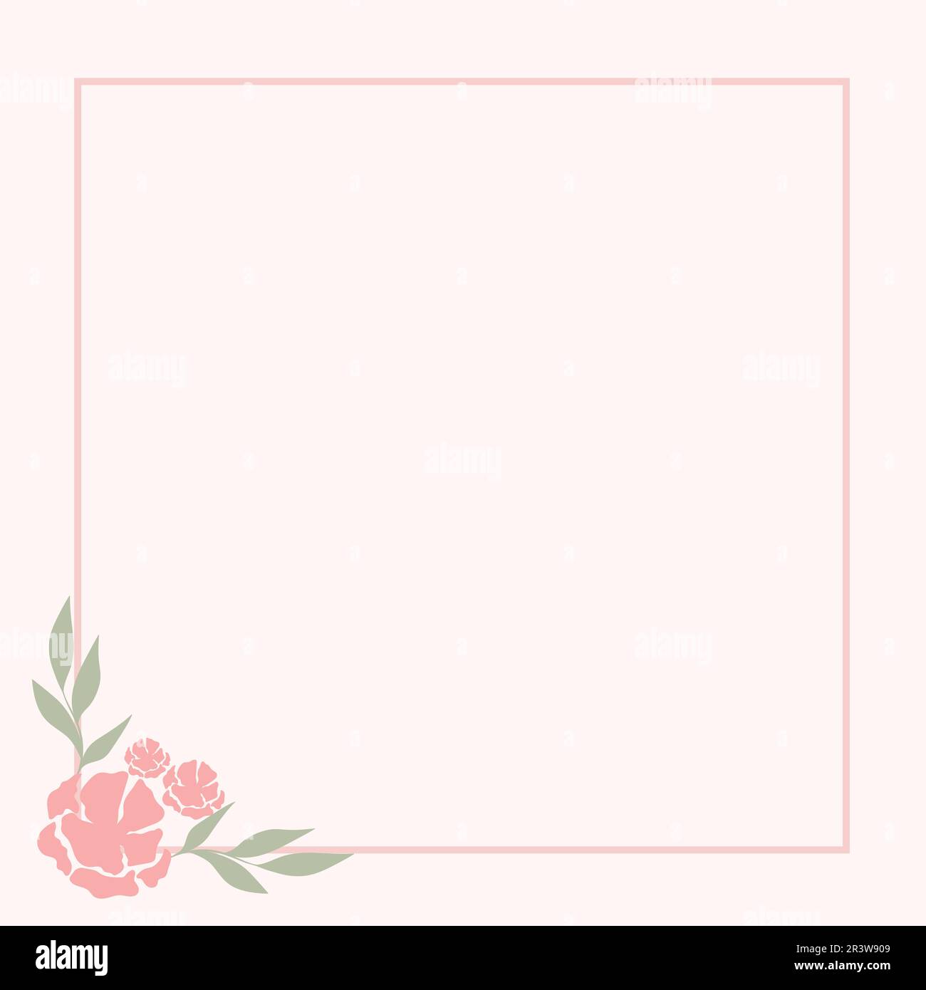 Pink square floral frame. Botanical template with flowers Stock Vector ...