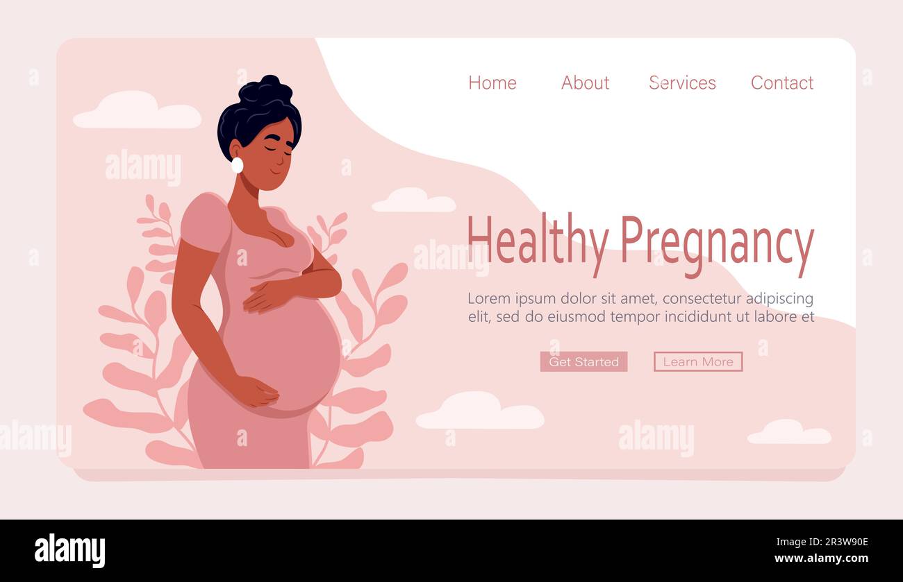 Web page template concept of pregnancy and motherhood. Healthy ...