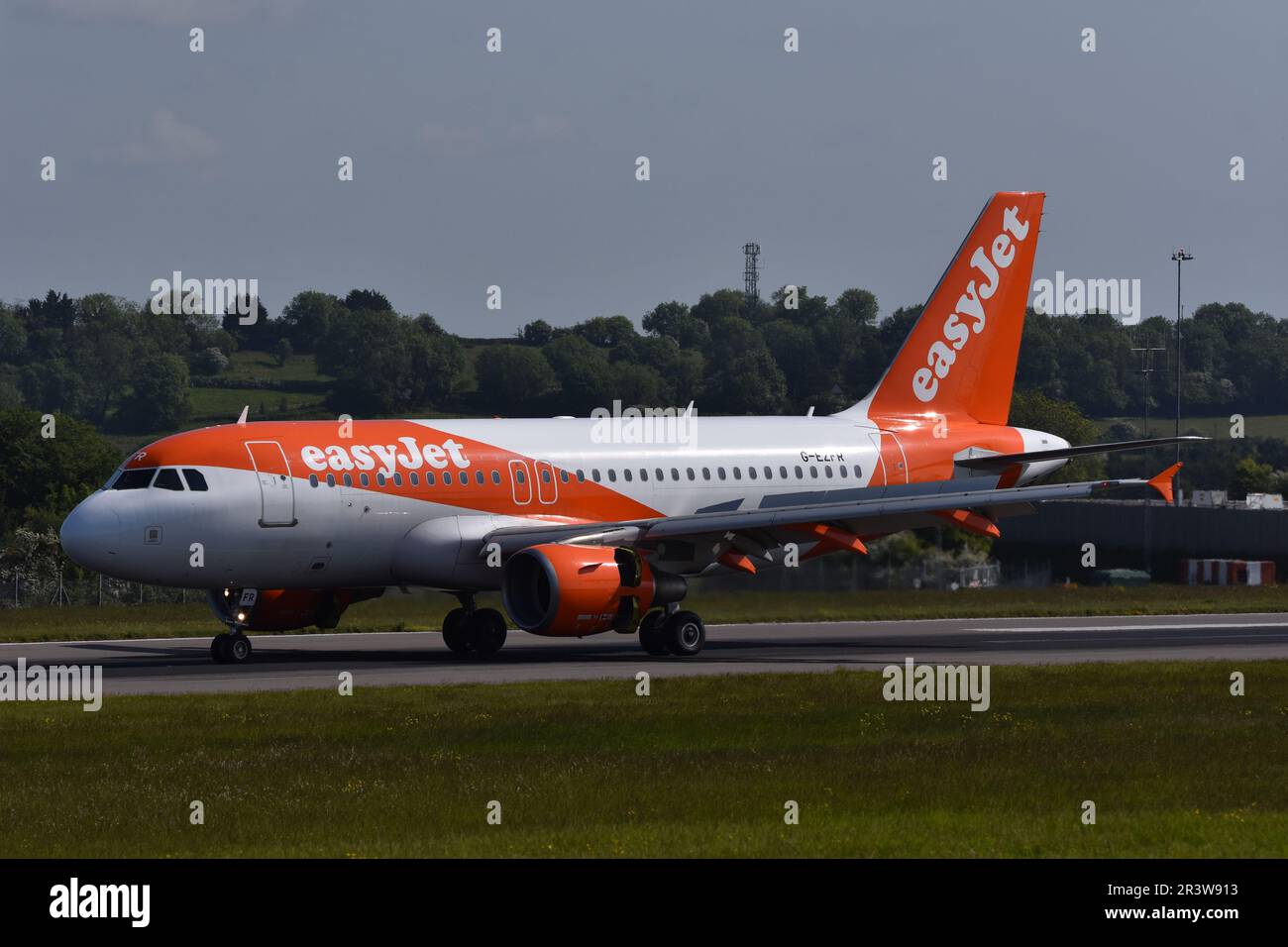 EasyJet Airbus A320 taxiing at Bristol Airport (BRS), UK on May 24 ...