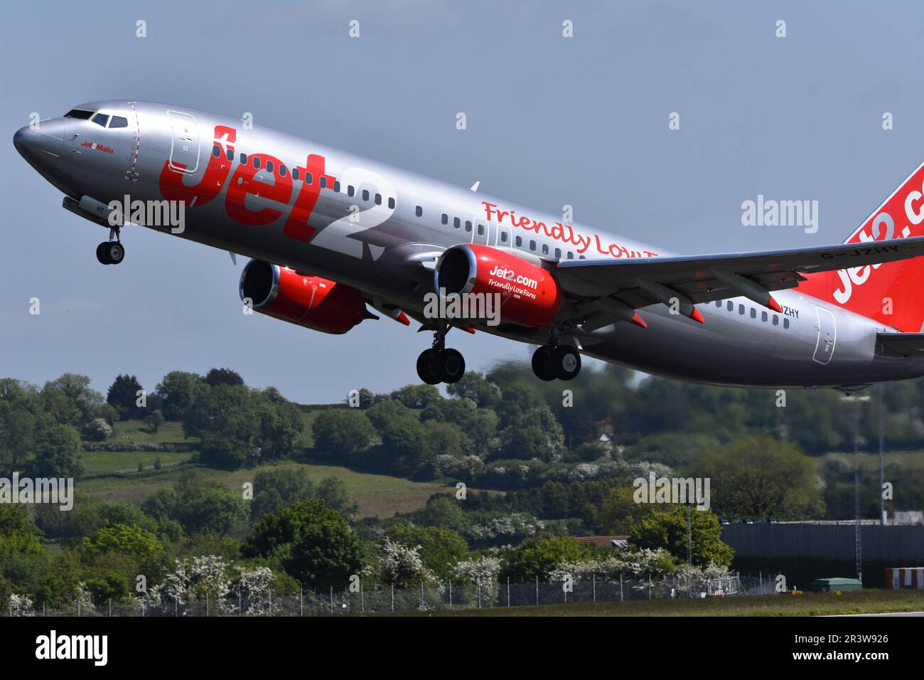 A Jet2.com aeroplane taking off from Bristol Airport on the 24th May ...