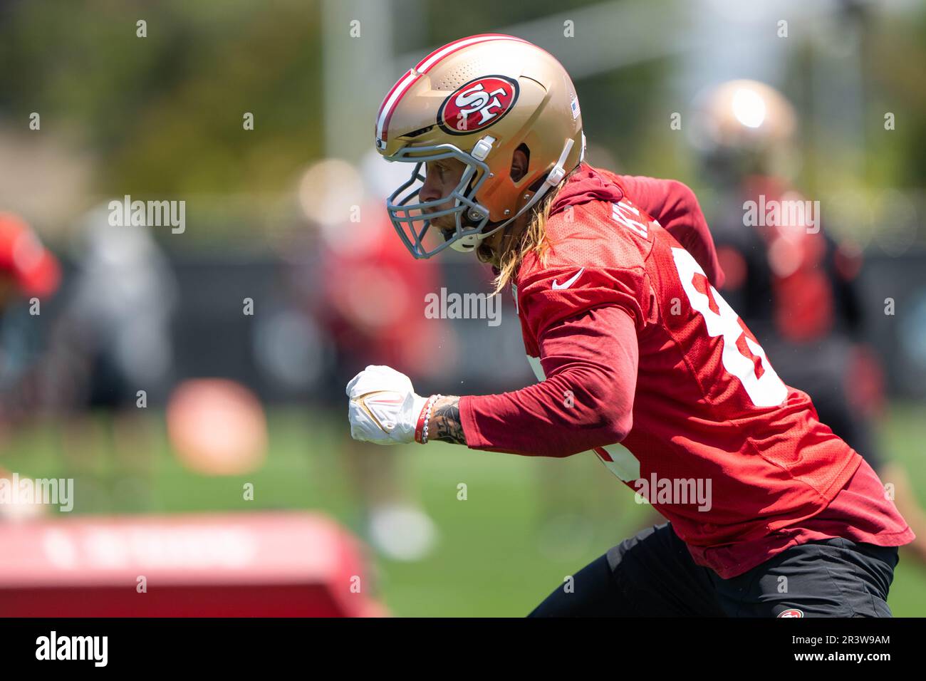 May 23, 2023; Santa Clara, California, USA; San Francisco 49ers tight ...