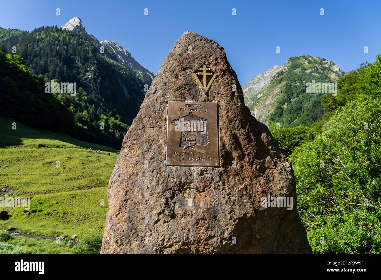 Stele in tribute to the fugitives from France in World War II Stock ...