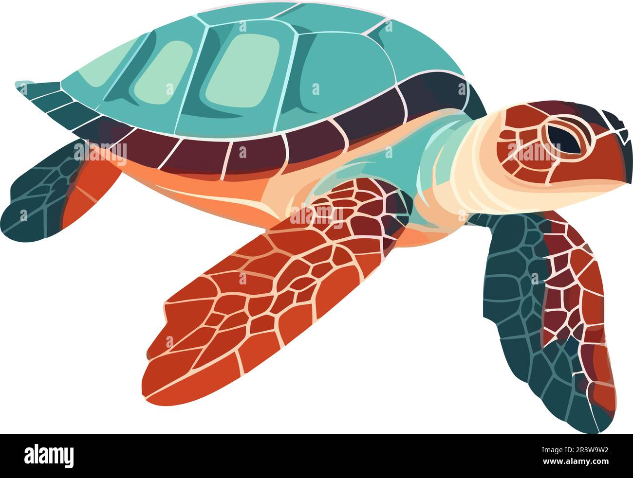 Cute sea turtle swimming in tropical reef Stock Vector Image & Art - Alamy