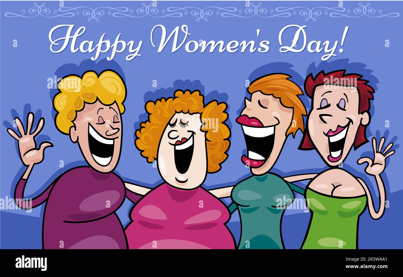 Women's Day design with comic funny women group Stock Photo - Alamy