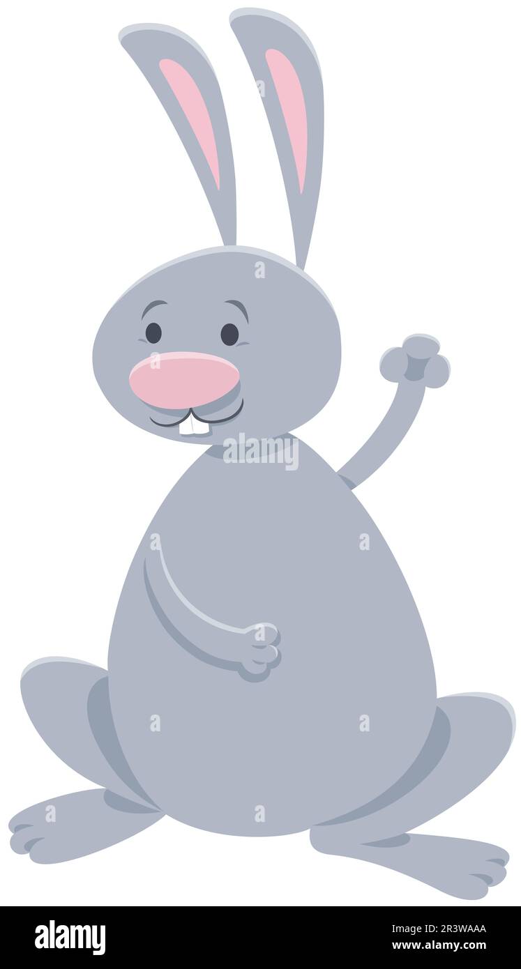 Cartoon happy gray rabbit or bunny animal character Stock Photo - Alamy
