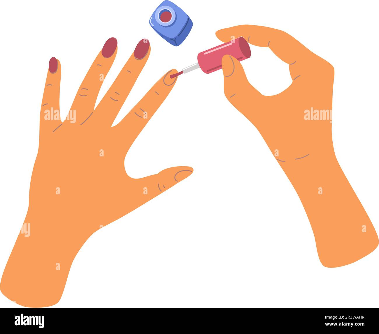 People hands doing manicure close up vector illustrations set. Palms ...