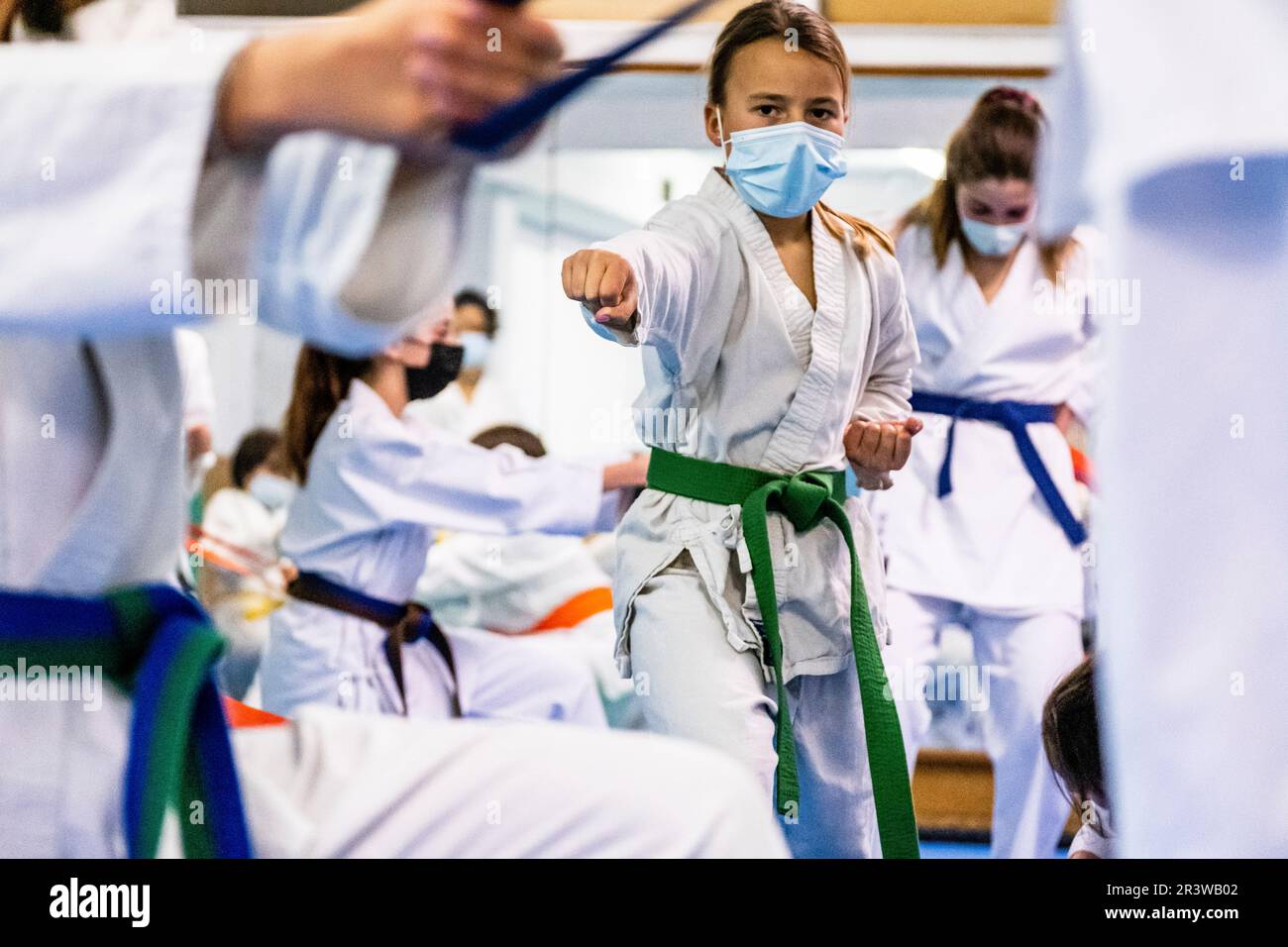 Young people practicing traditional karate Stock Photo - Alamy