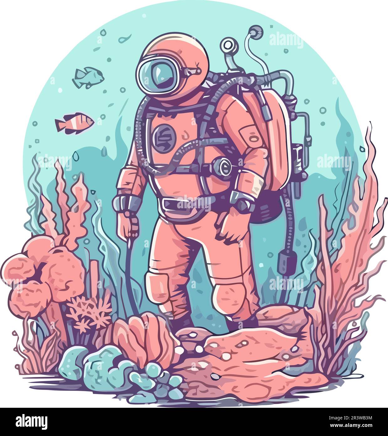 Man scuba diving explore Stock Vector Images - Alamy