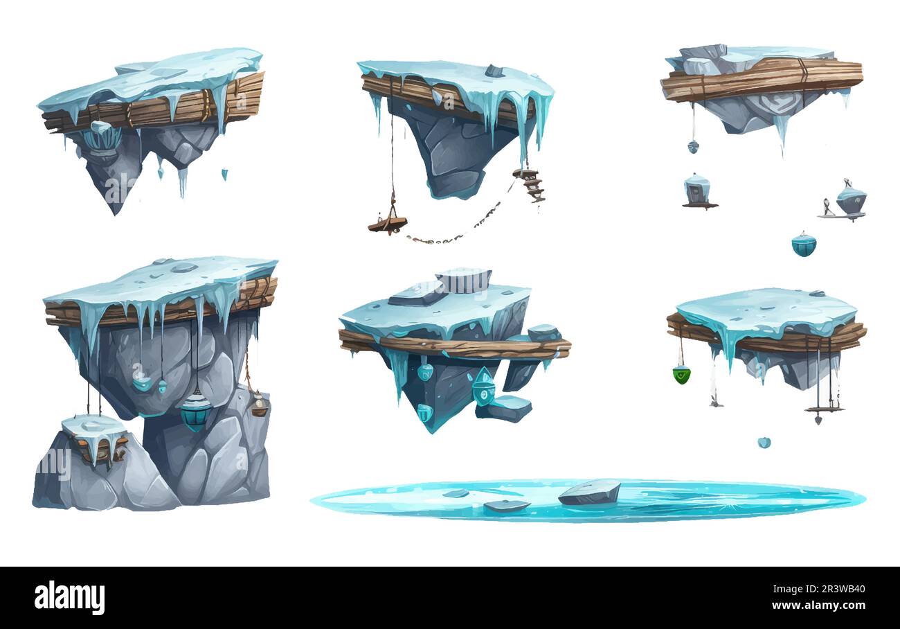set vector illustration of ice platform earth glacier layers isolated ...
